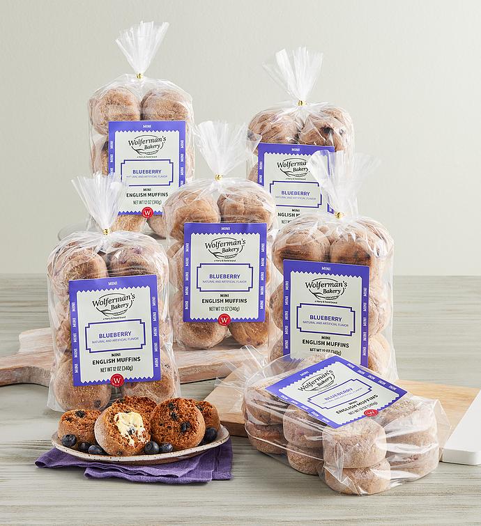 Blueberry Mini English Muffins - 6 Packages | Wolferman's